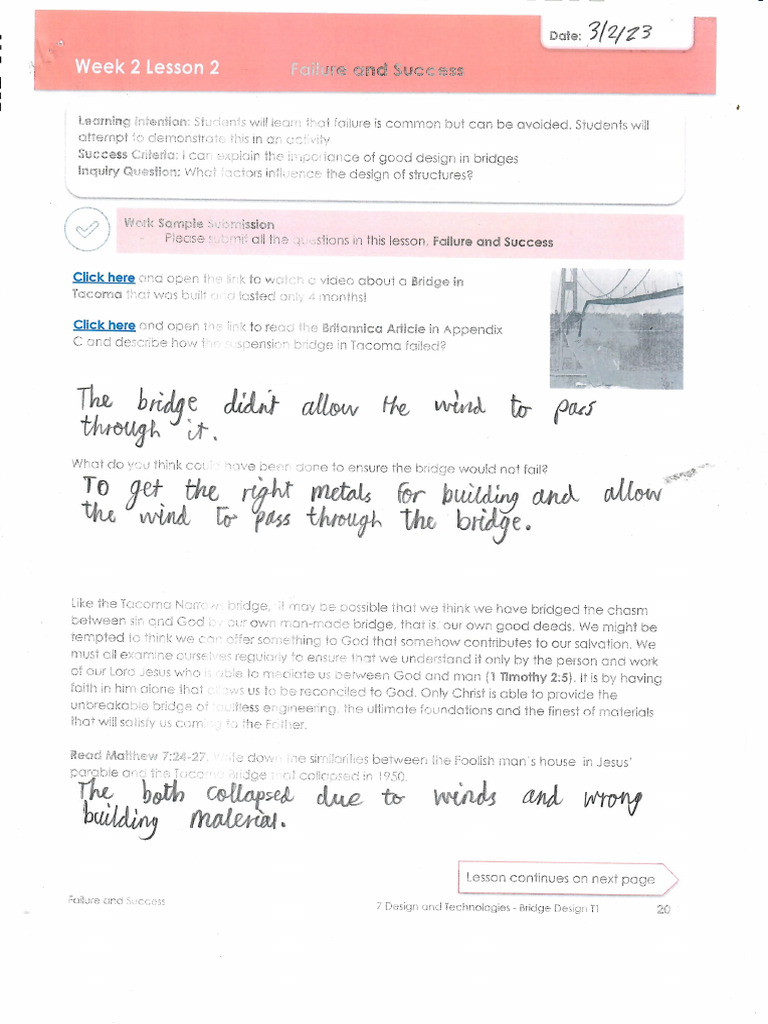 Design and Technologies Wk2 Work Sample | PDF