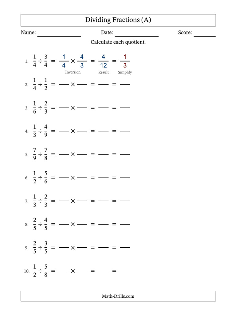 Dividing Fractions With Simplifying | PDF