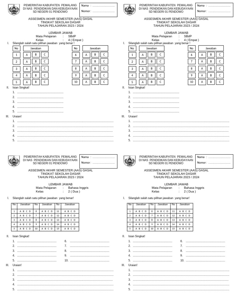 Lembar Jawab K2 | PDF