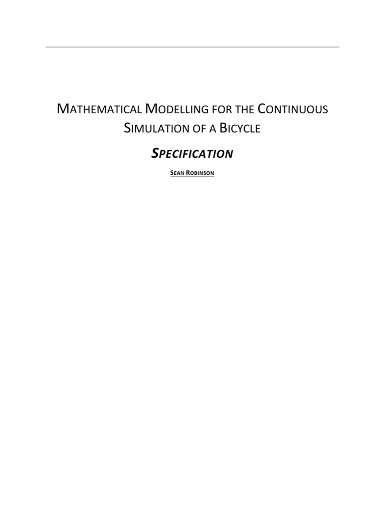 M M C S B: Athematical Odelling For The Ontinuous Imulation of A Icycle ...