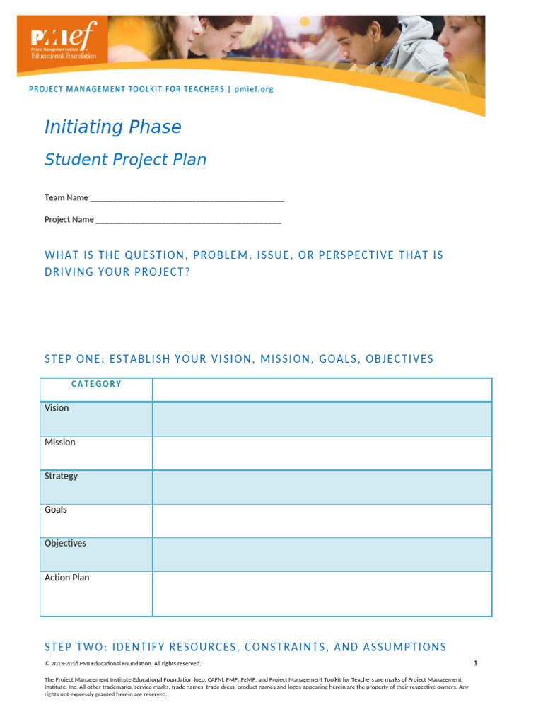 Initiating-Student Project Plan | PDF