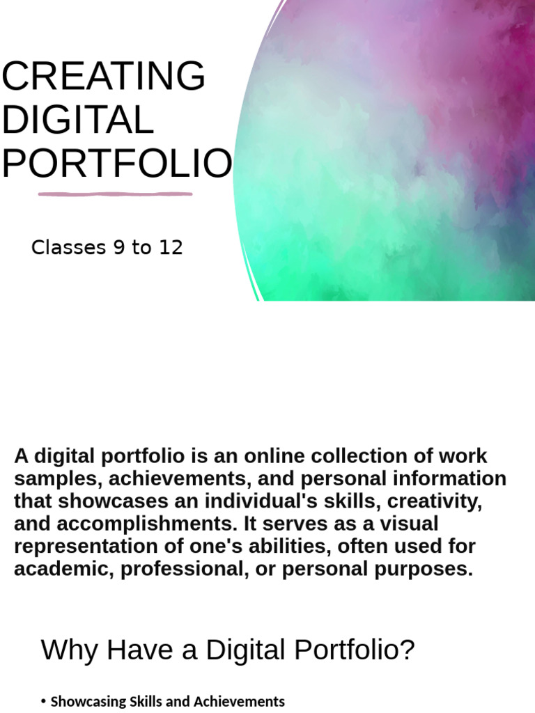 (Classes 9 to 12) Creating Digital Portfolio | PDF