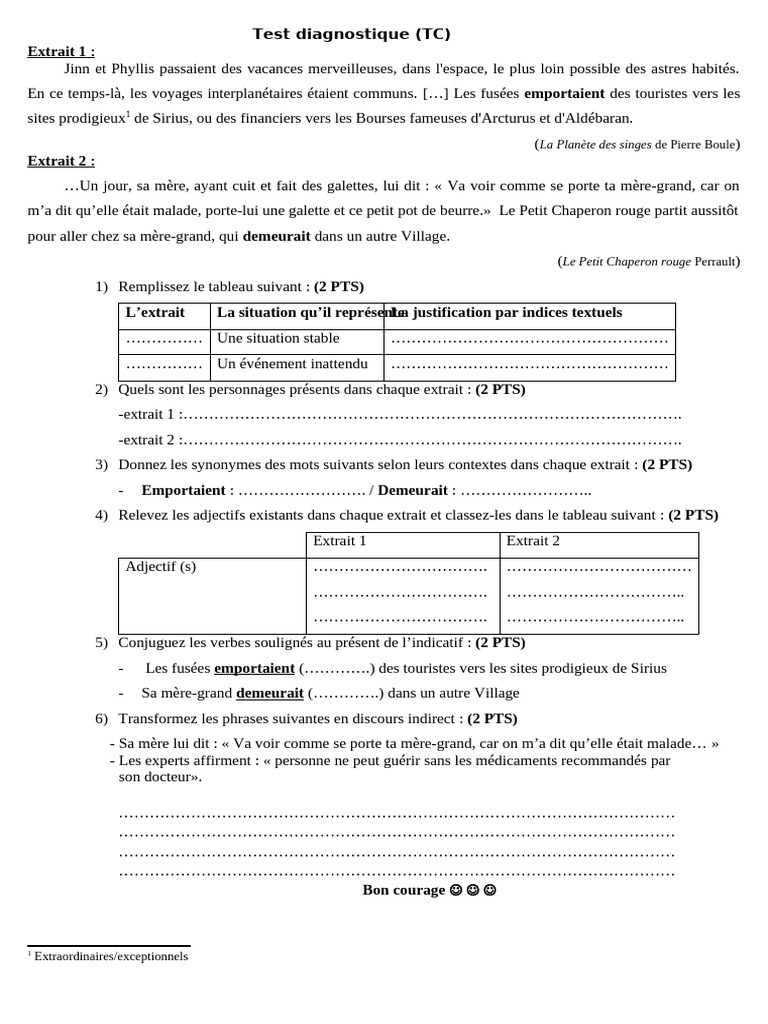Test Diagnostique TC | PDF