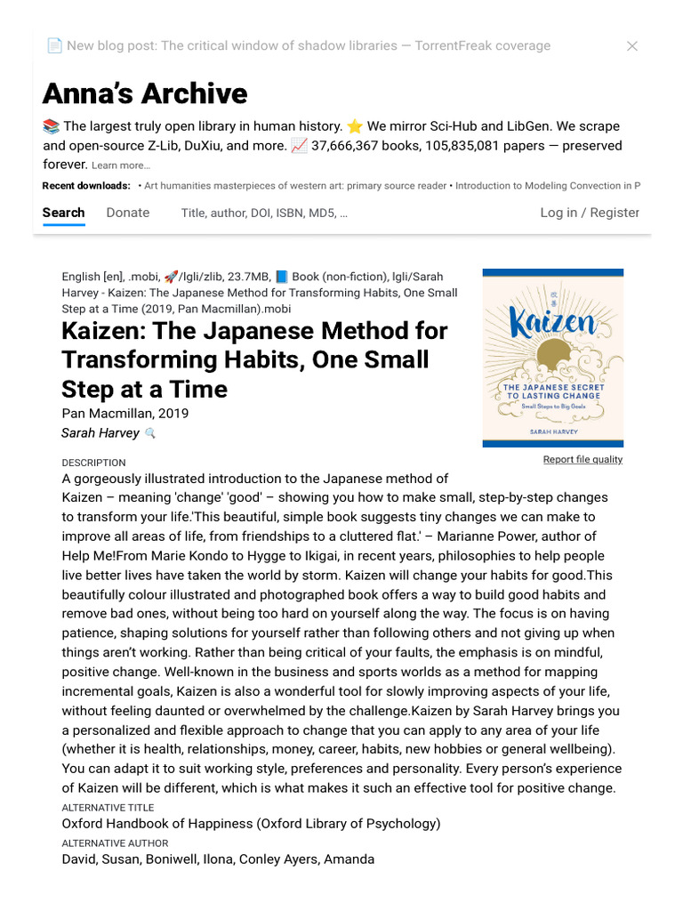 Kaizen - The Japanese Method For Transforming Habits, One Small Step at ...