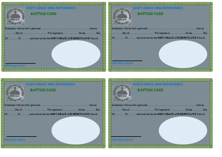 Baptism Card for God's Grace Church | PDF