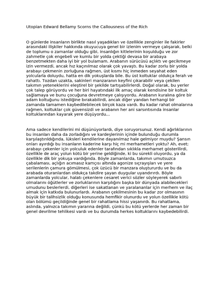 Utopian Edward Bellamy Scorns The | PDF