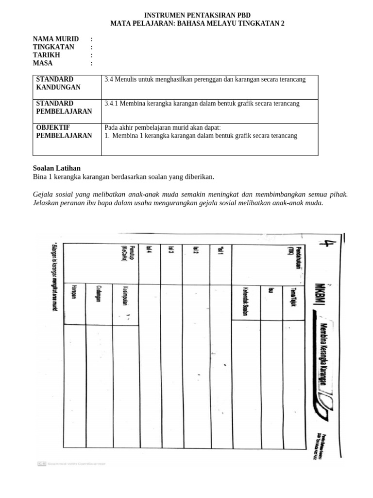 INSTRUMEN PENTAKSIRAN PBD BM TINGKATAN 2 | PDF