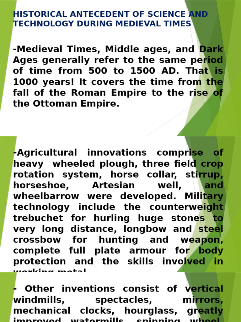 Historical Antecedent of Science and Technology During Medieval | PDF