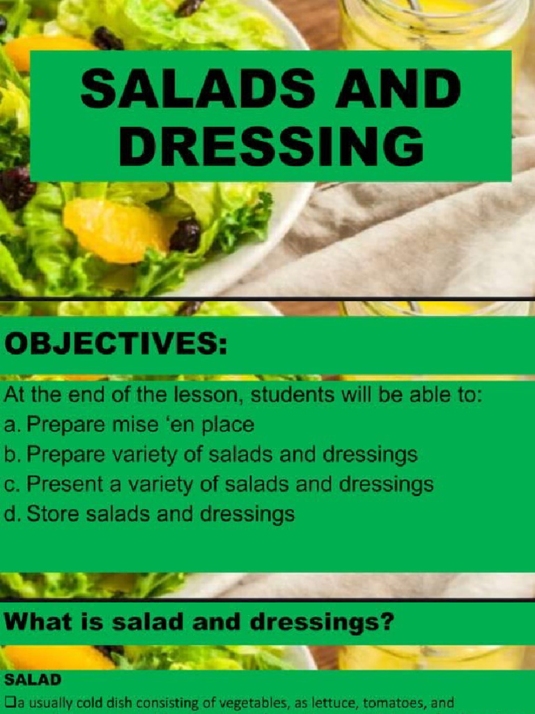 Preparing Salads and Dressings Guide | PDF
