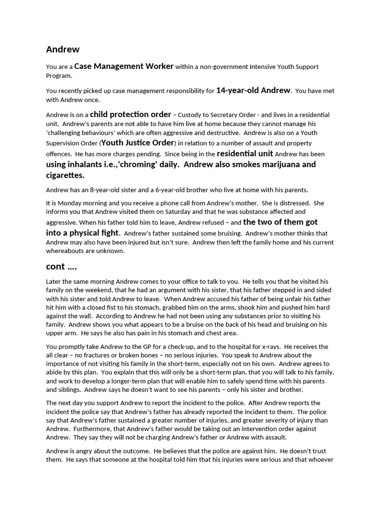 Case Study Andrew (Making Referrals) | PDF