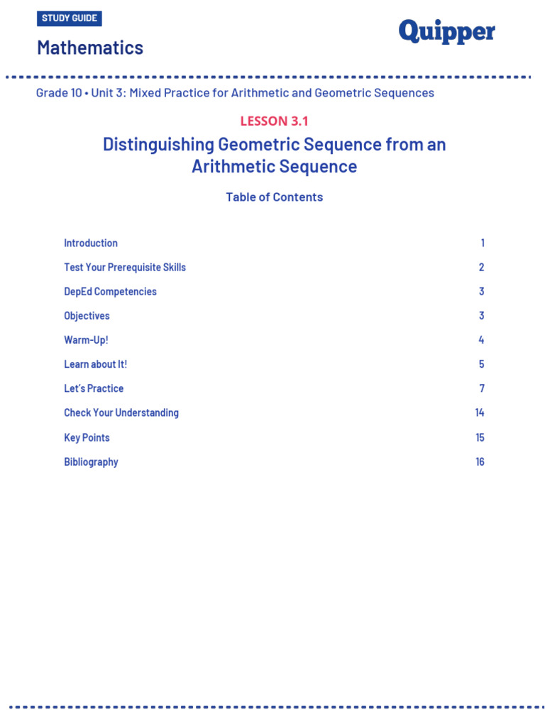 ME Math 10 Q1 0301 SG | PDF