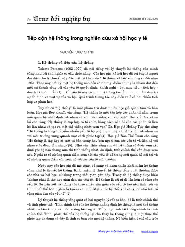 Tiếp cận hệ thống trong nghiên cứu xhh y tế - Nguyễn Đức Chính | PDF