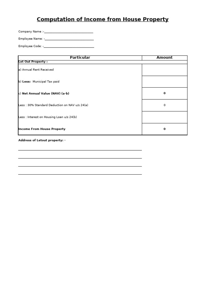 Let Out Property Calculation Sec 24 BManual | PDF