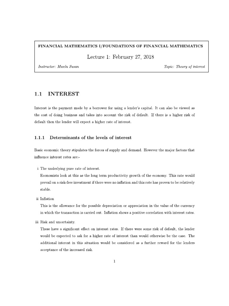 Financial Math Notes | PDF