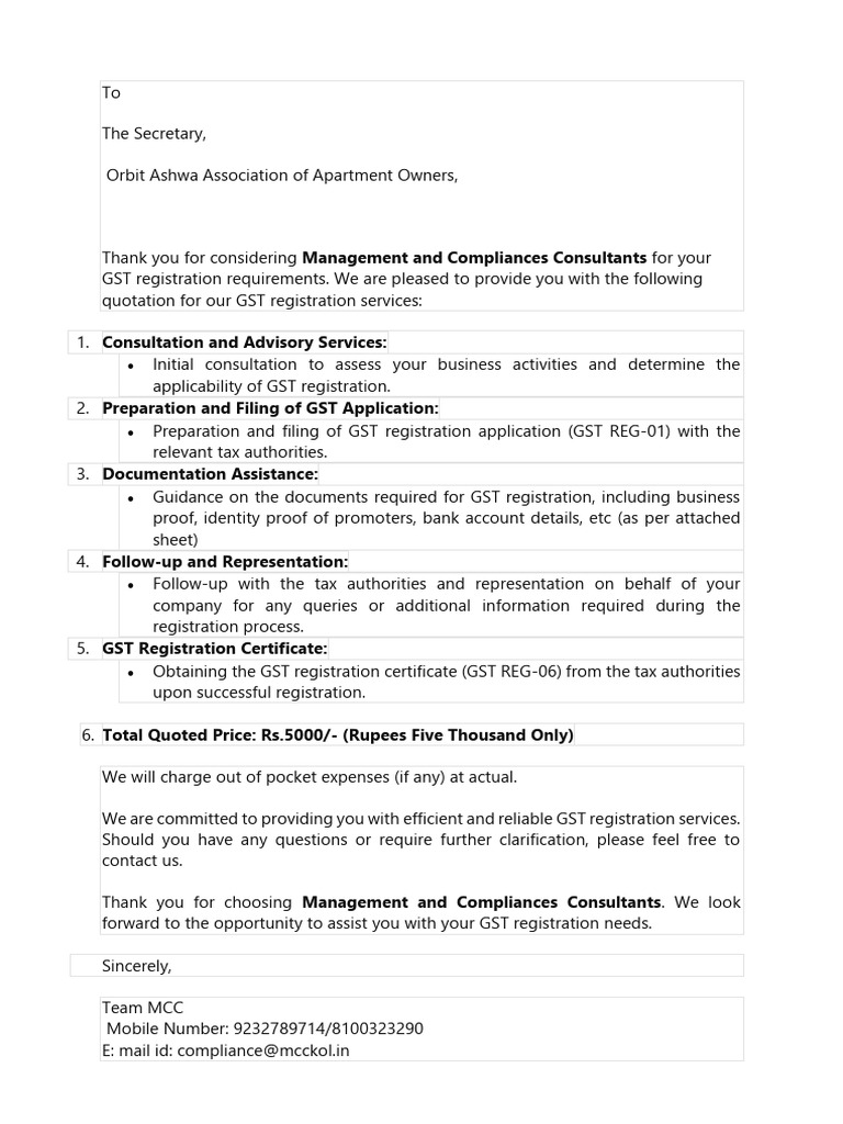 Orbit - GST Reg Quotation | PDF