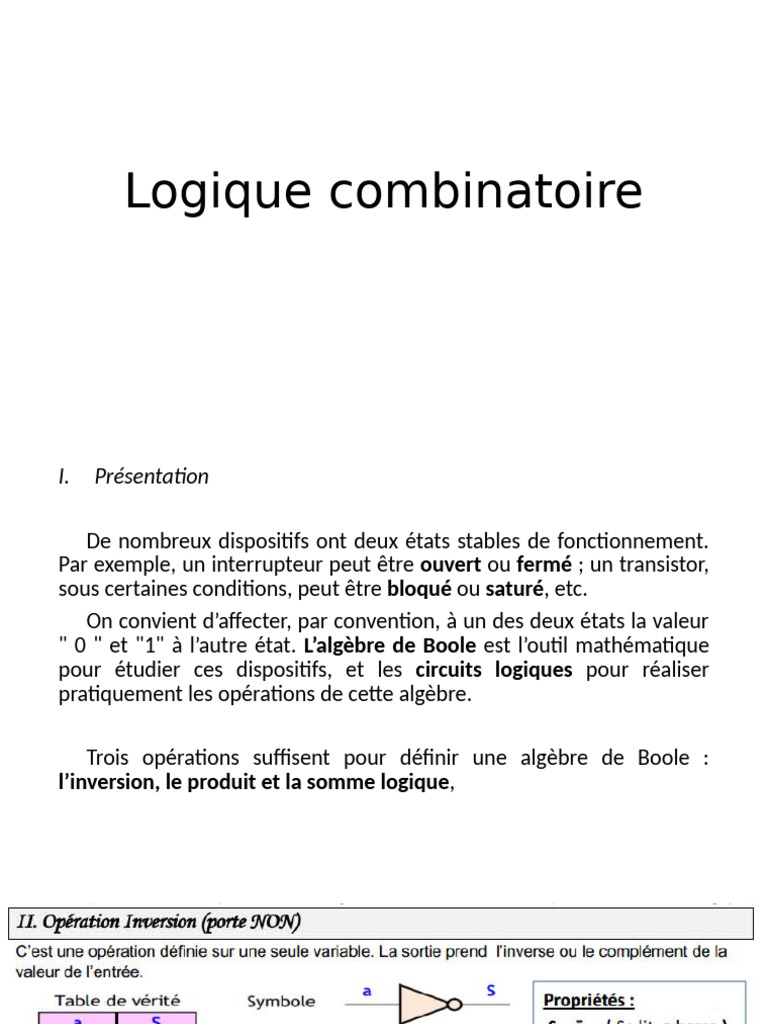 Logique Combinatoire | PDF