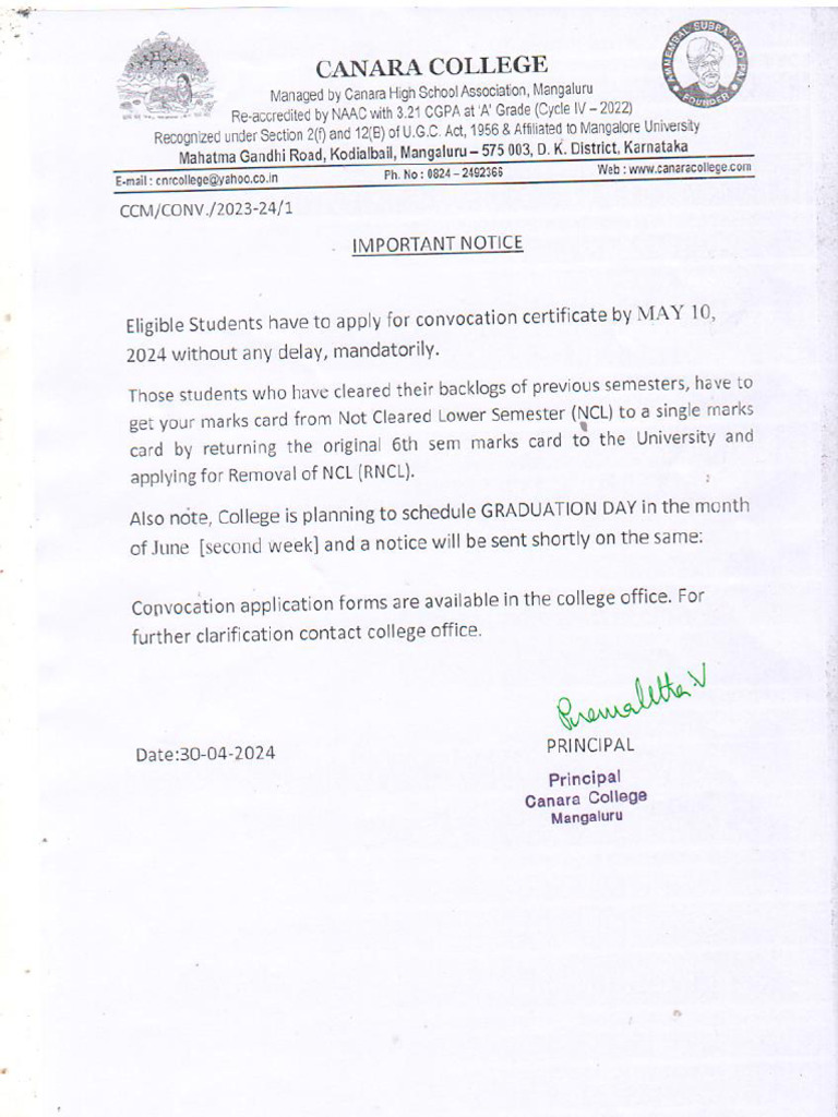 Graduation day notice | PDF