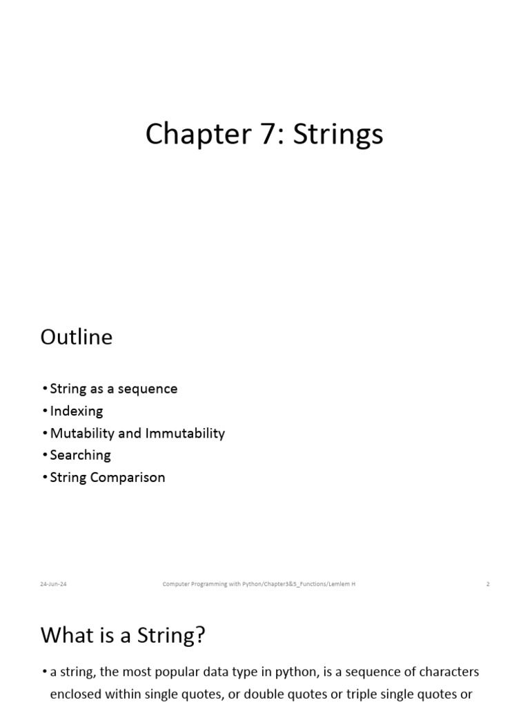 Chapter 7 Strings | PDF Chapter 7 Strings | PDF