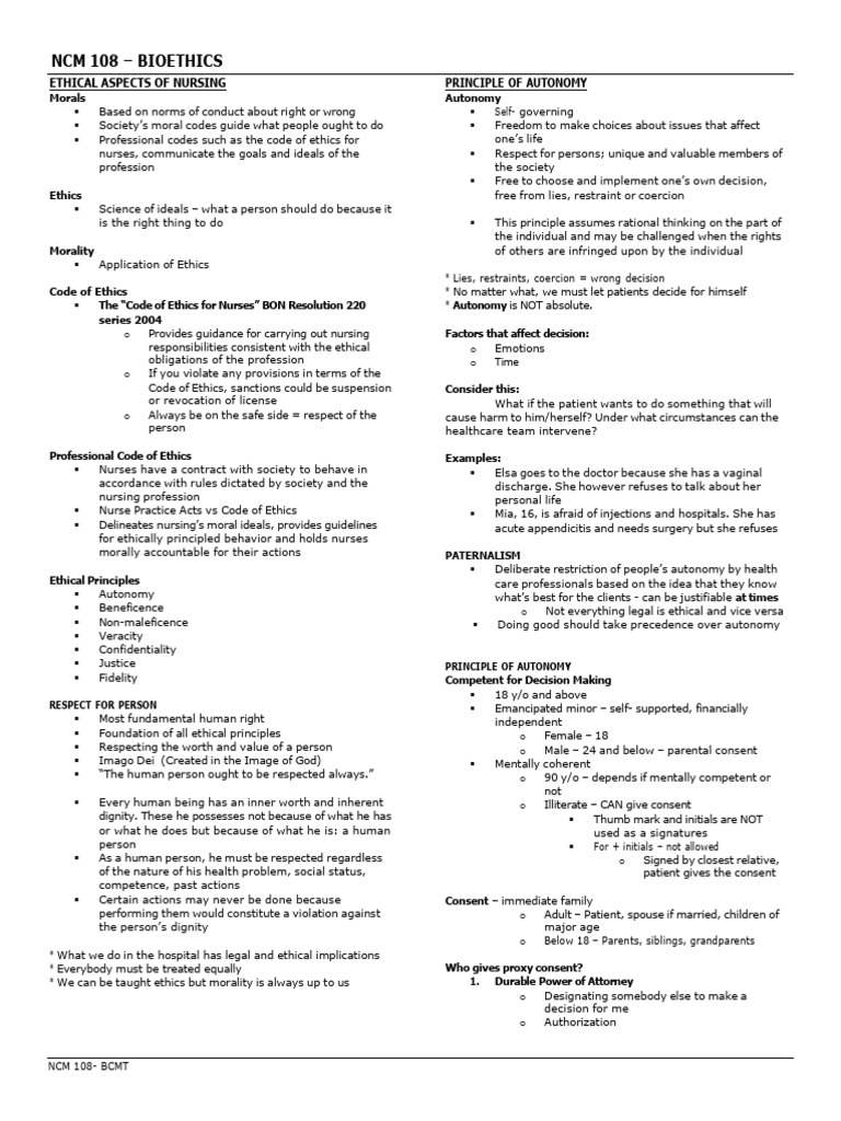 Bioethics in Nursing Practice | PDF