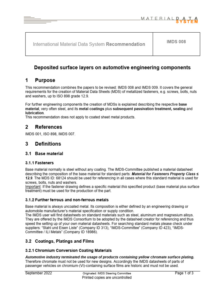 Imds Recommendation 008 Deposited Surface Layers | PDF