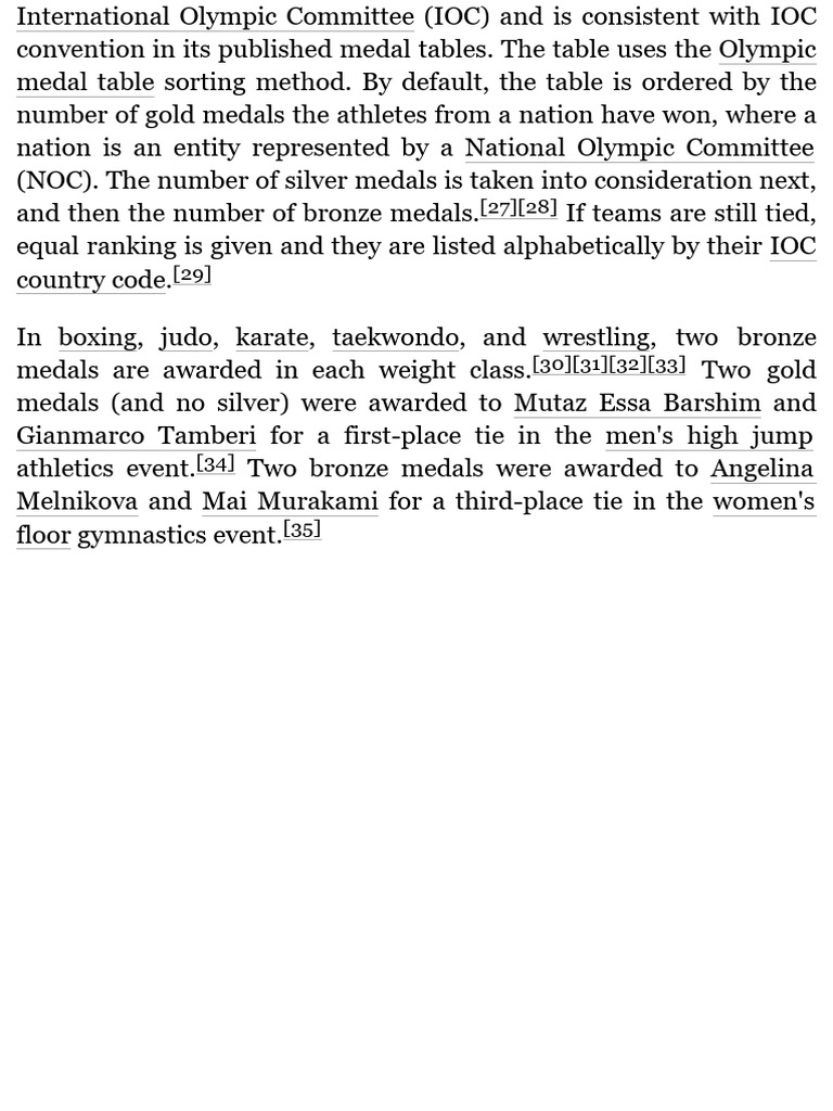 2020 Summer Olympics Medal Table - Wikipedia 7 | PDF