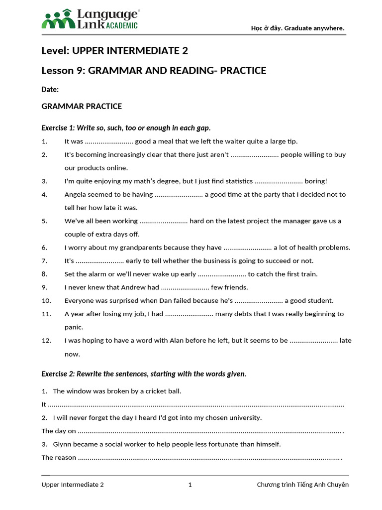 2. UI2 - Lesson 9 - Class worksheet | PDF