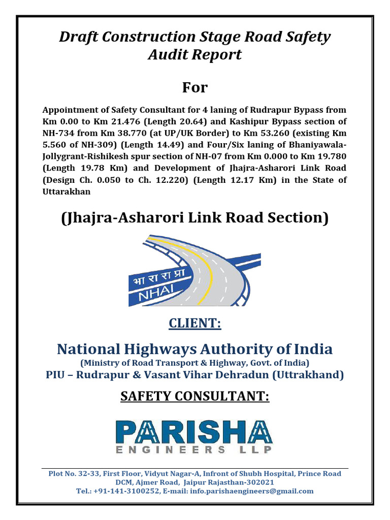 Rudrapur Bypass Road Safety Audit Report | PDF | Road | Road Traffic Safety