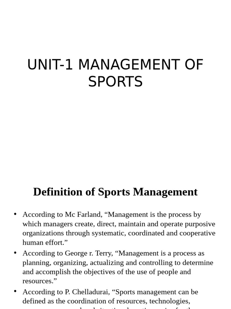 UNIT-1 MANAGEMENT OF SPORTS | PDF