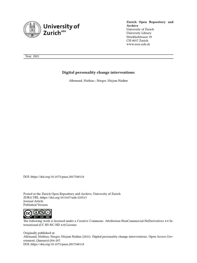 Digital Personality Change Interventions | PDF