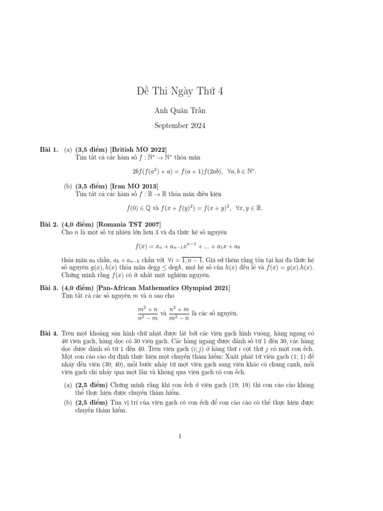 Đề Thi Thử VMO 4 | PDF