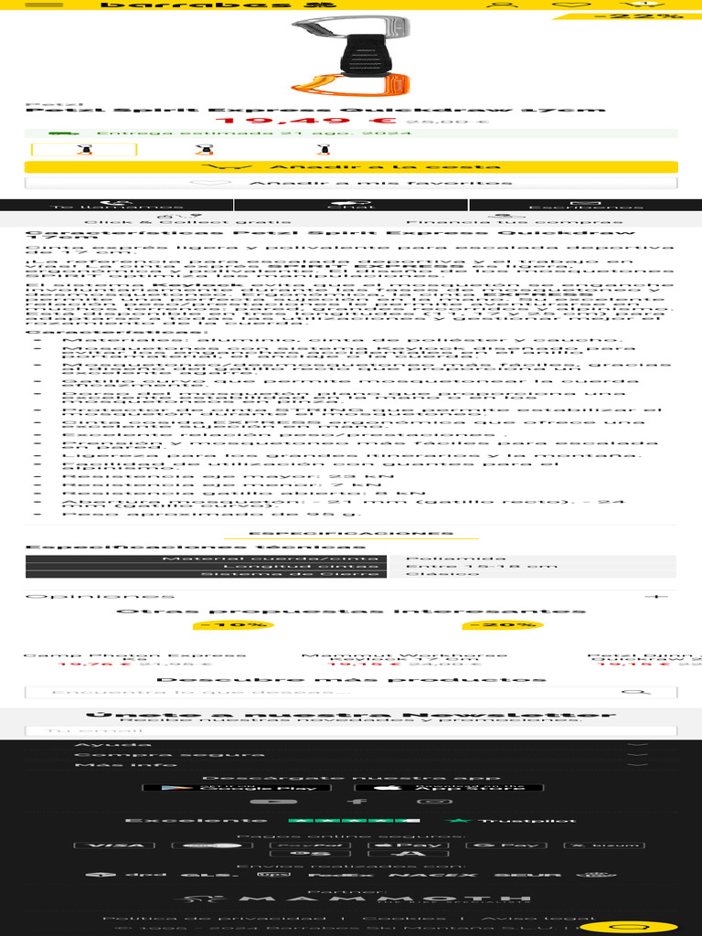 Petzl Spirit Express Quickdraw 17cm Barrabes | PDF