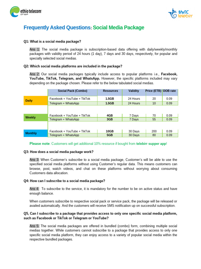 FAQ Social Media Package_v2 | PDF