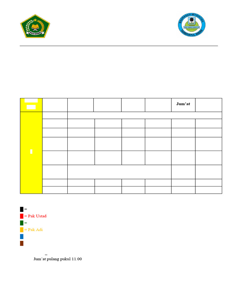 Jadwal KBM KELAS 2 REVISI 2024-2025 | PDF