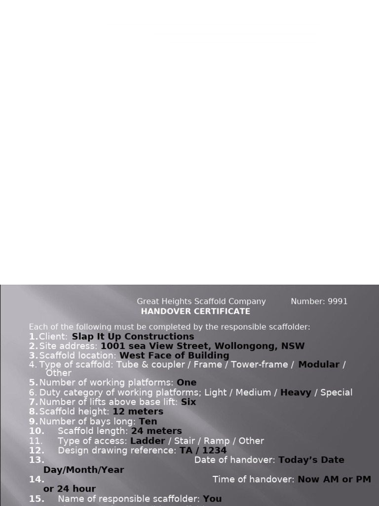 Scaffold Loading Classes and Duties & Materail Cals - 1 | PDF