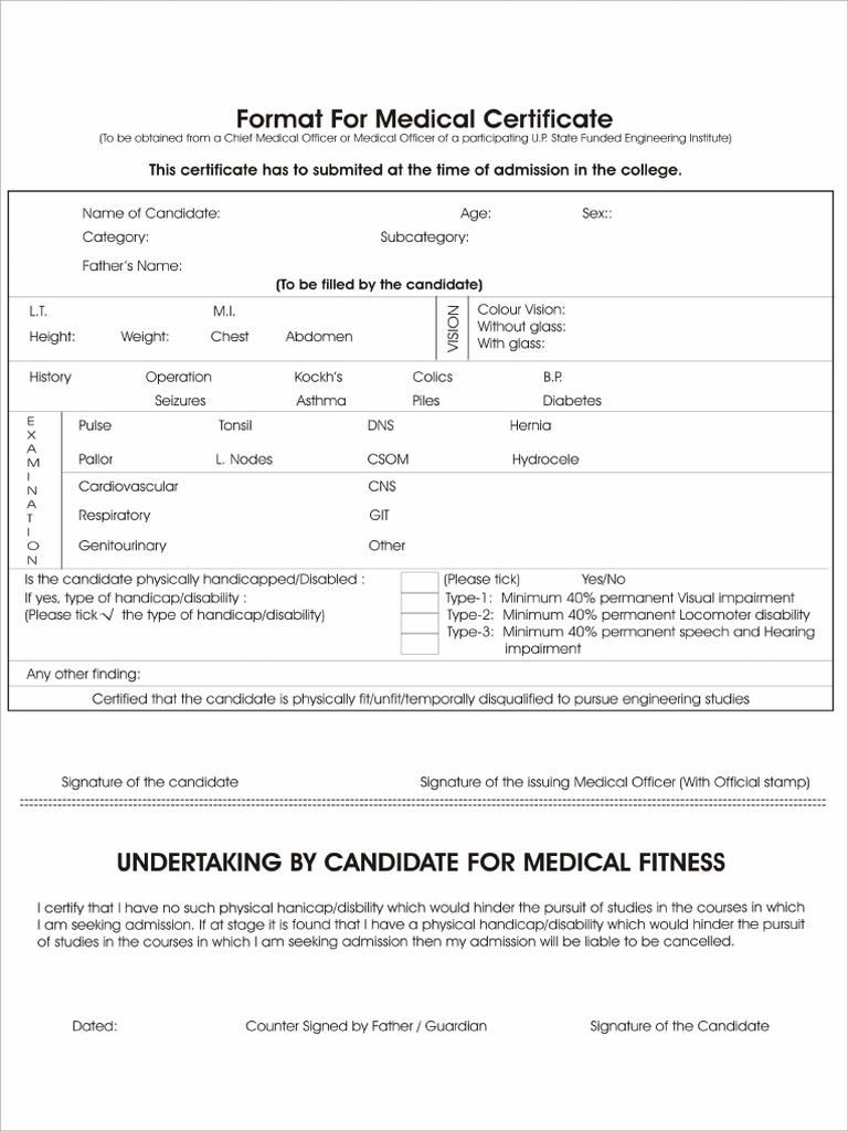 Medical Certificate | PDF