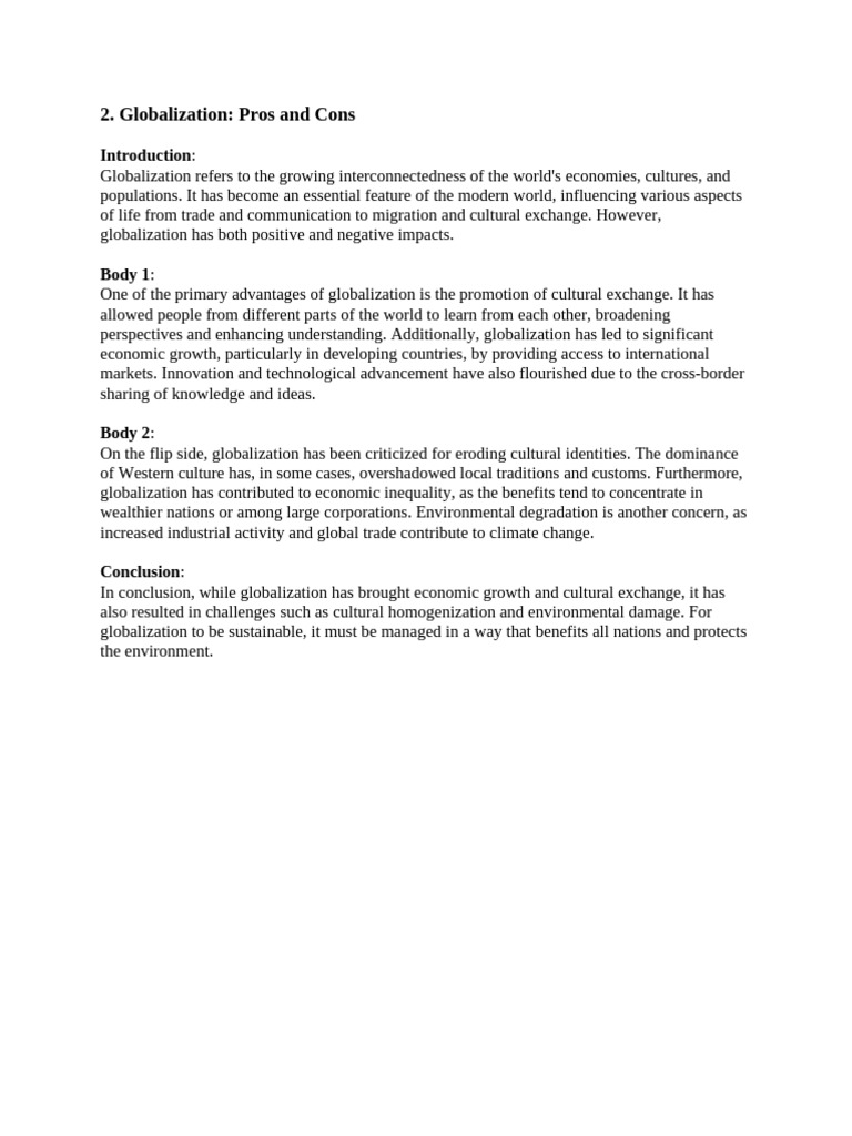 Globalization Pros and Cons | PDF