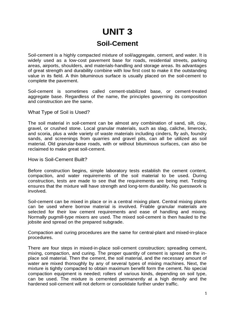 UNIT 3 Soil Cement | PDF