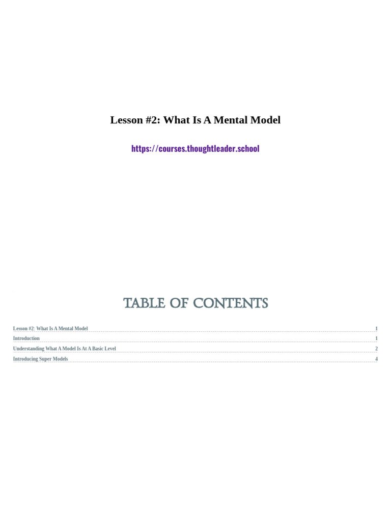 Lesson #2! What Is A Mental Model | PDF