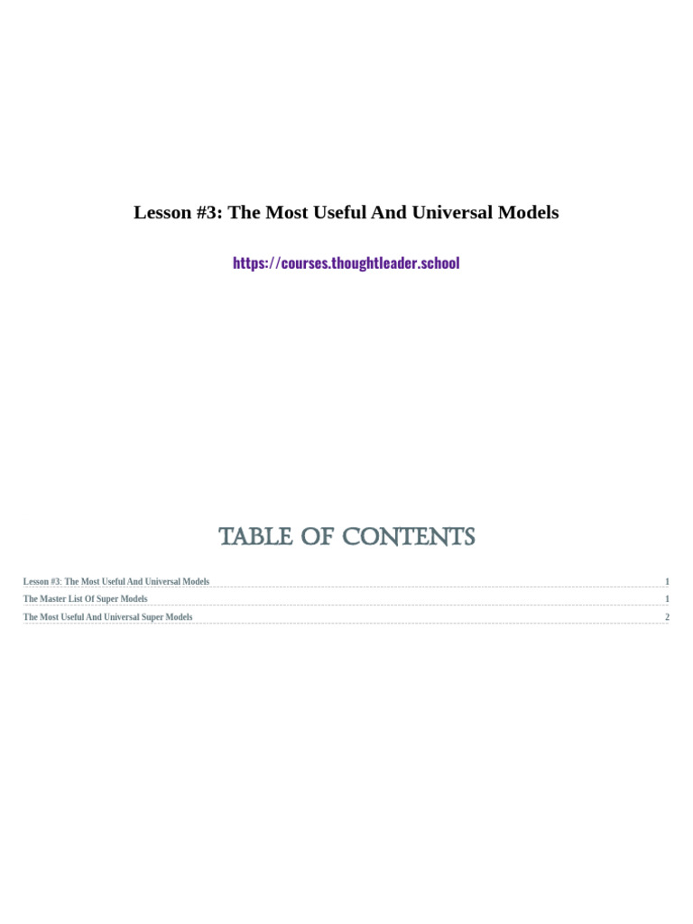 Lesson #3! The Most Useful and Universal Models | PDF