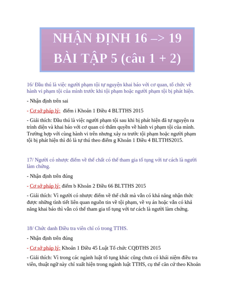 Nhận định 16 - 19 - BT5 - 1 - 2 | PDF