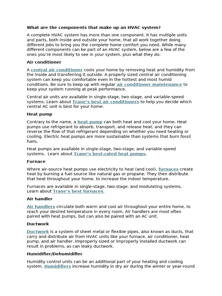 What Are The Components That Make Up An HVAC System | PDF
