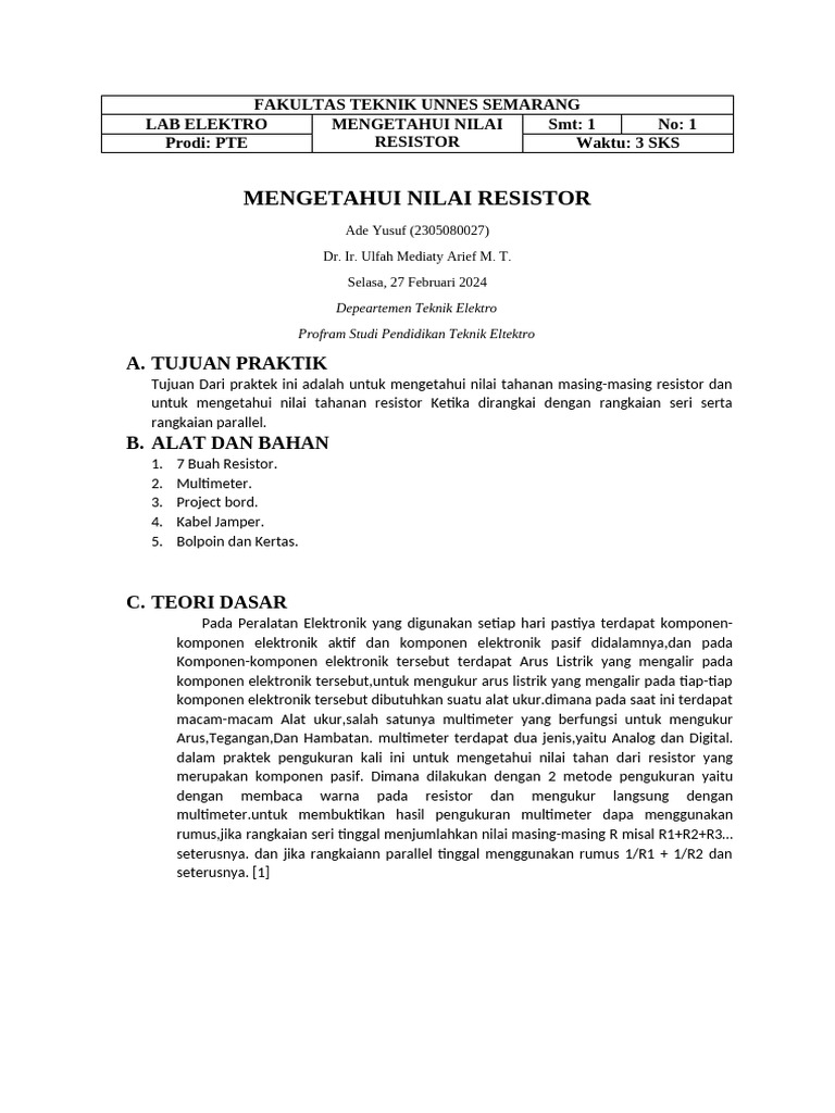 Format Laprak Eldas | PDF