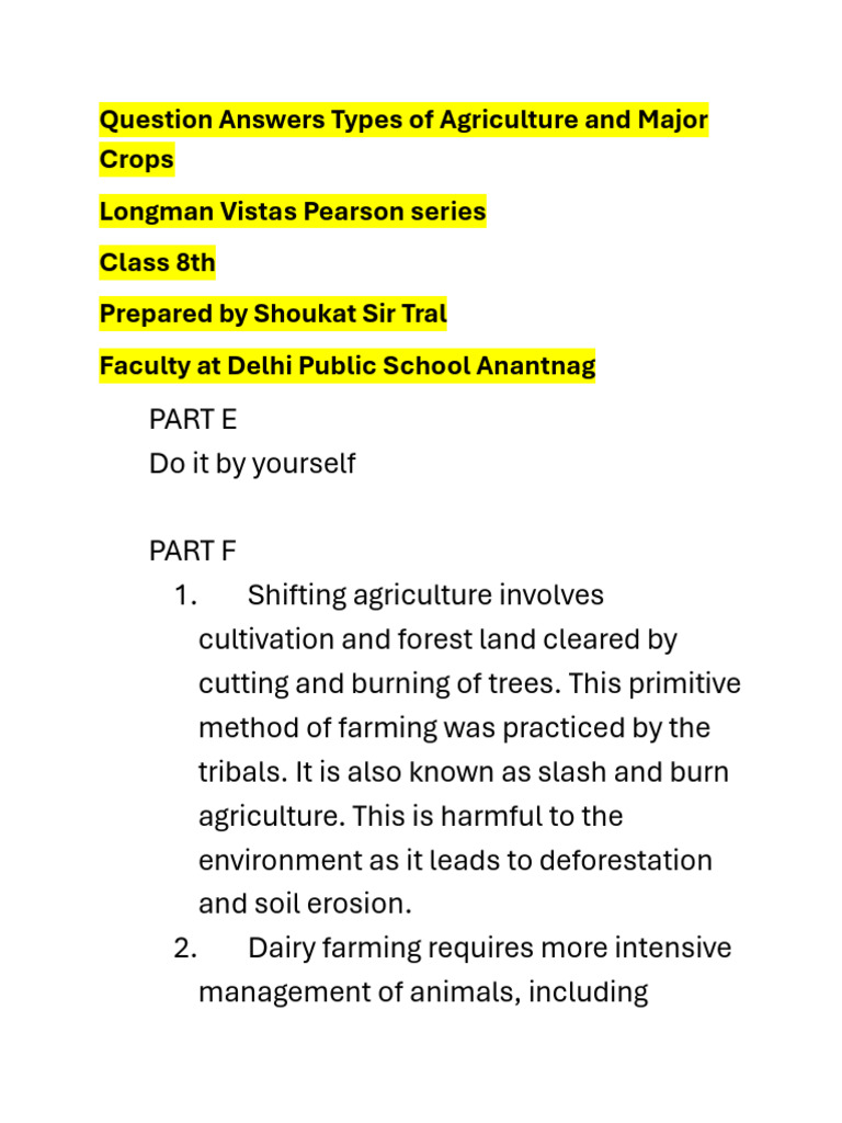 Types of Agriculture Class 8th | PDF | Home & Garden | Science ...