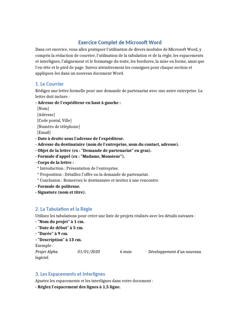 Exercice Complet Modules Word | PDF