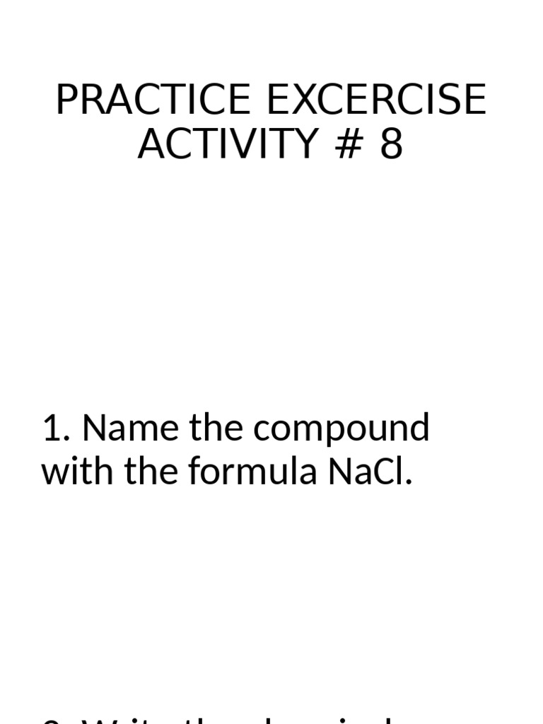 Naming Chemical Formula Practice Exercise | PDF