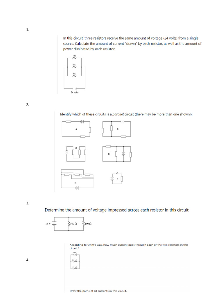 Practice Problems - Set1 - Series and Parallel DC Circuits | PDF