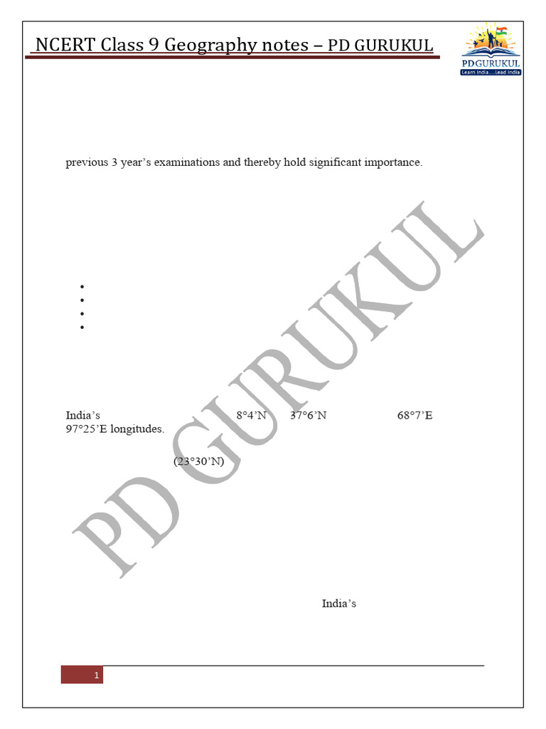 NCERT Class 9 Geo ch-1 | PDF