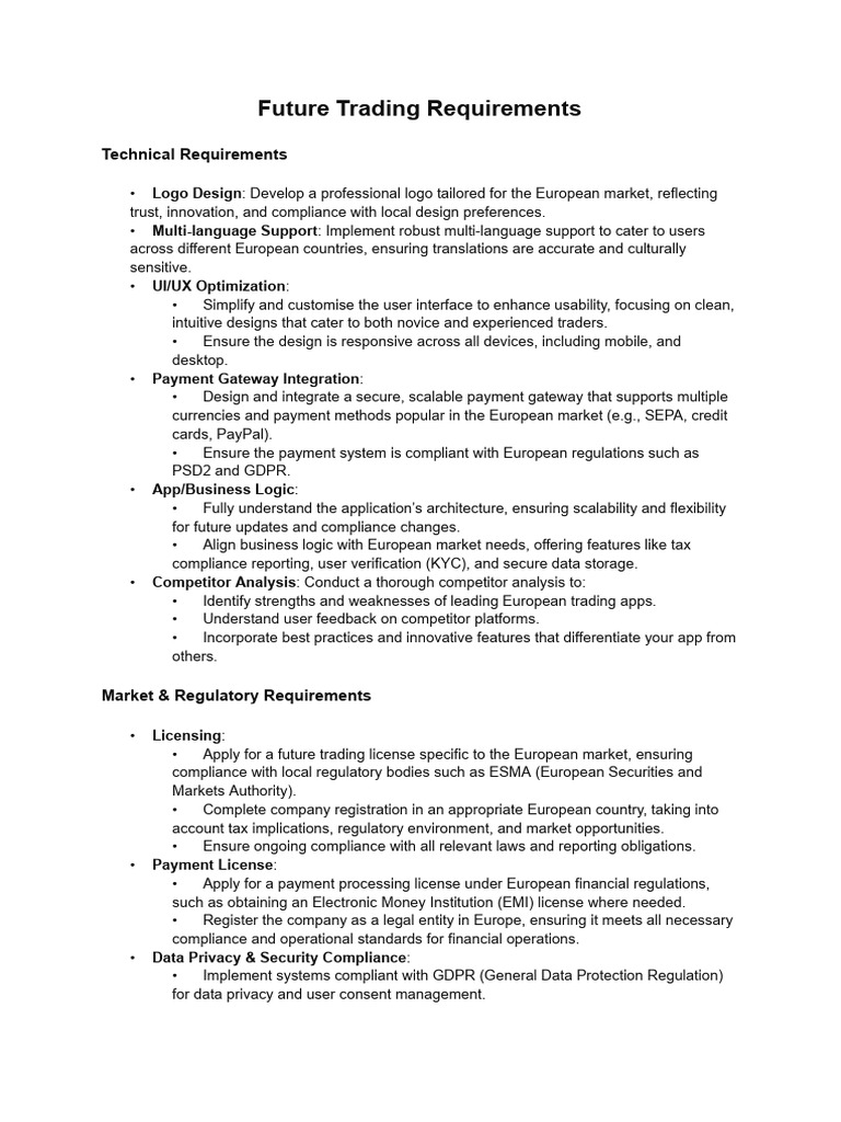 Future Trading Requirements | PDF