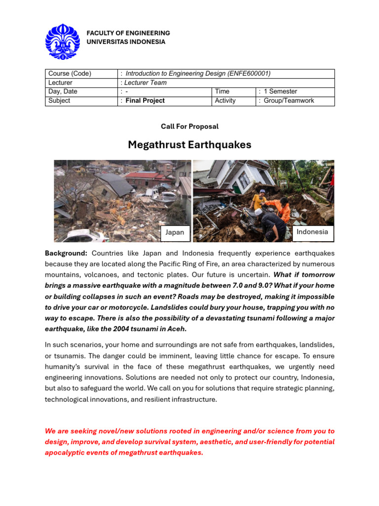 CALL For PROPOSAL - Megathrust Earthquake | PDF