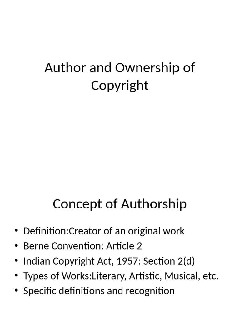 Author and Ownership of Copyright | PDF